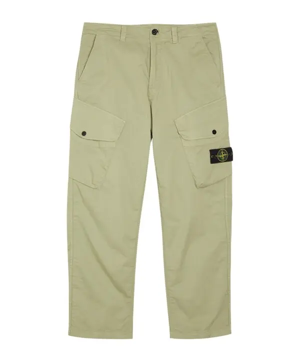 Stone Island Logo-appliquéd Stretch-cotton Cargo Trousers