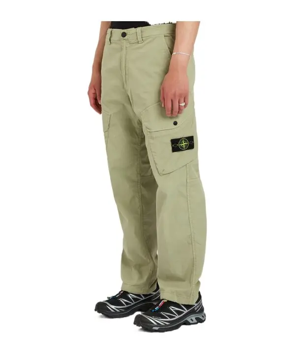 Stone Island Logo-appliquéd Stretch-cotton Cargo Trousers