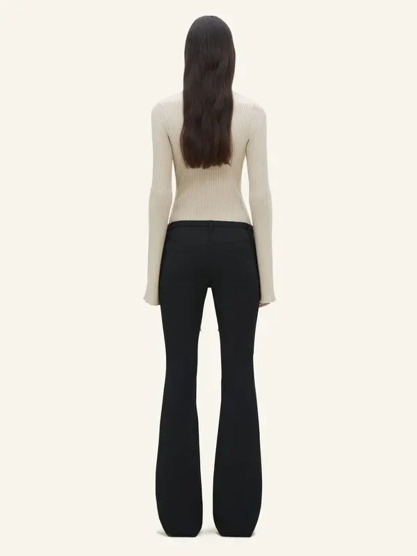 COURREGES Ribbed-knit Bodysuit With Embroidered Logo - Nude