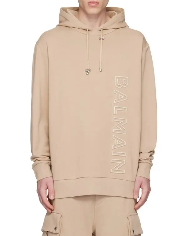 Balmain Logo Embossed Drawstring Hoodie