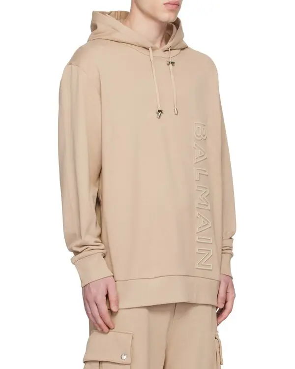 Balmain Logo Embossed Drawstring Hoodie