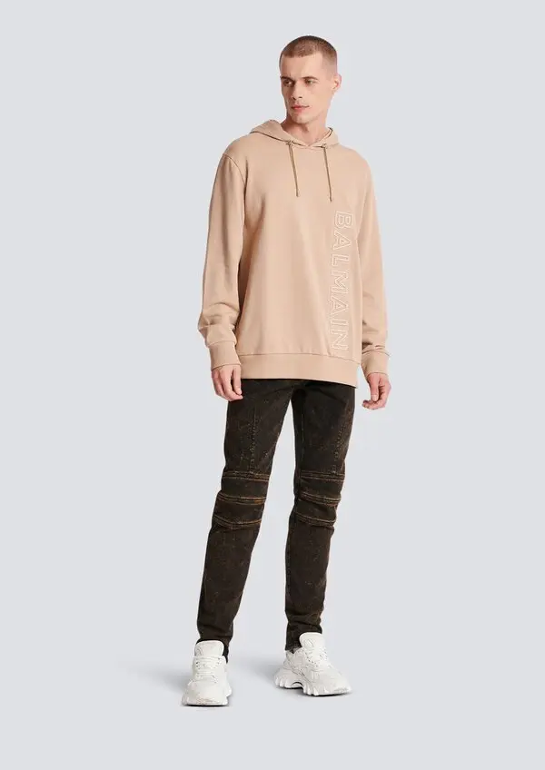 Balmain Logo Embossed Drawstring Hoodie