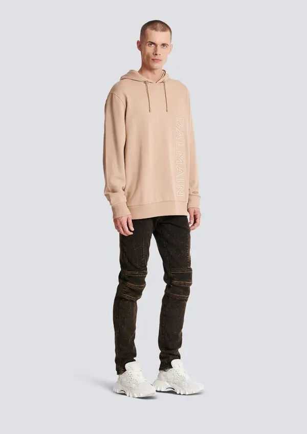 Balmain Logo Embossed Drawstring Hoodie