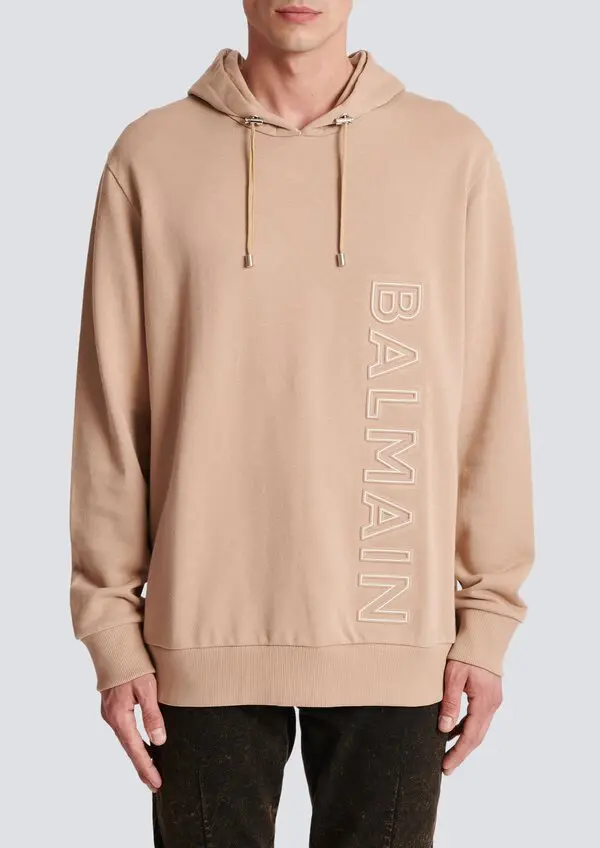 Balmain Logo Embossed Drawstring Hoodie