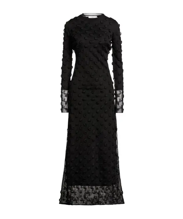 Sportmax Long Sleeve Crew Neck Dress With Tulle Details