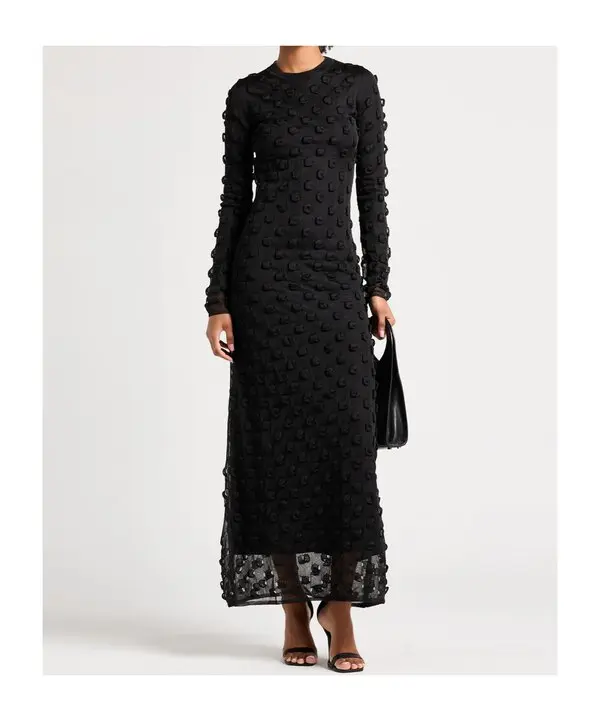 Sportmax Long Sleeve Crew Neck Dress With Tulle Details