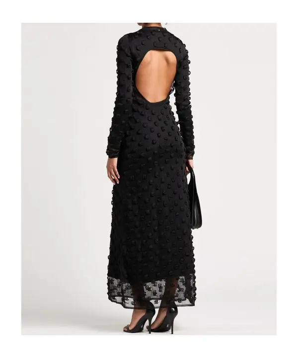 Sportmax Long Sleeve Crew Neck Dress With Tulle Details