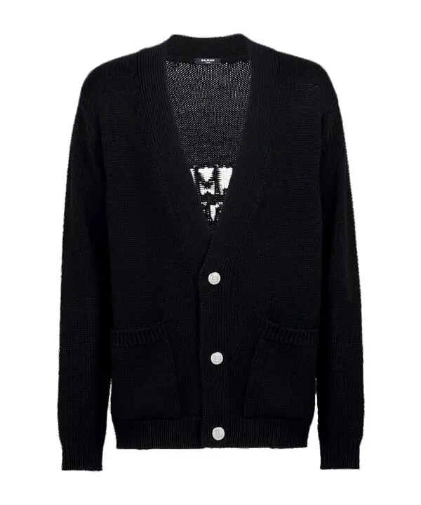 Balmain Knit Cardigan With Logo Detail
