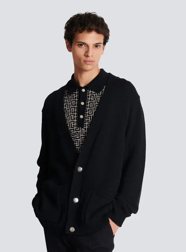Balmain Knit Cardigan With Logo Detail