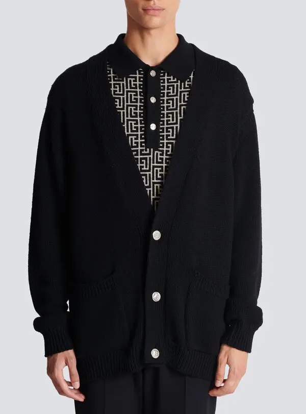 Balmain Knit Cardigan With Logo Detail