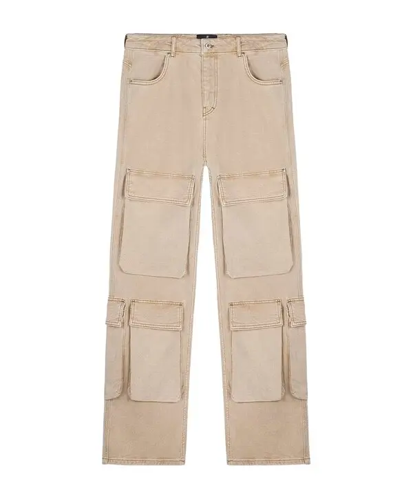 REPRESENT R3ca Logo Embroidered Straight Leg Cargo Jeans