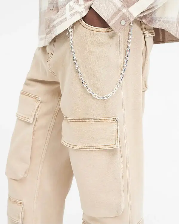 REPRESENT R3ca Logo Embroidered Straight Leg Cargo Jeans
