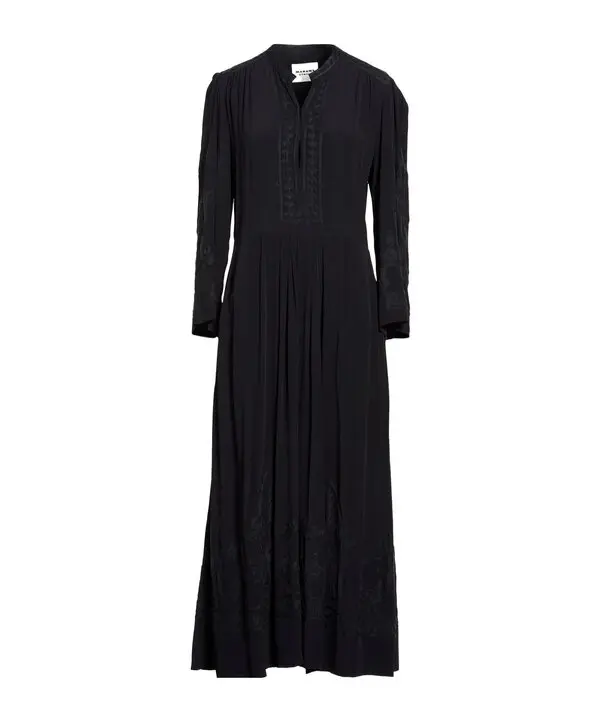 Isabel Marant Étoile Flared Long Sleeve Maxi Dress With Appliqués - Black