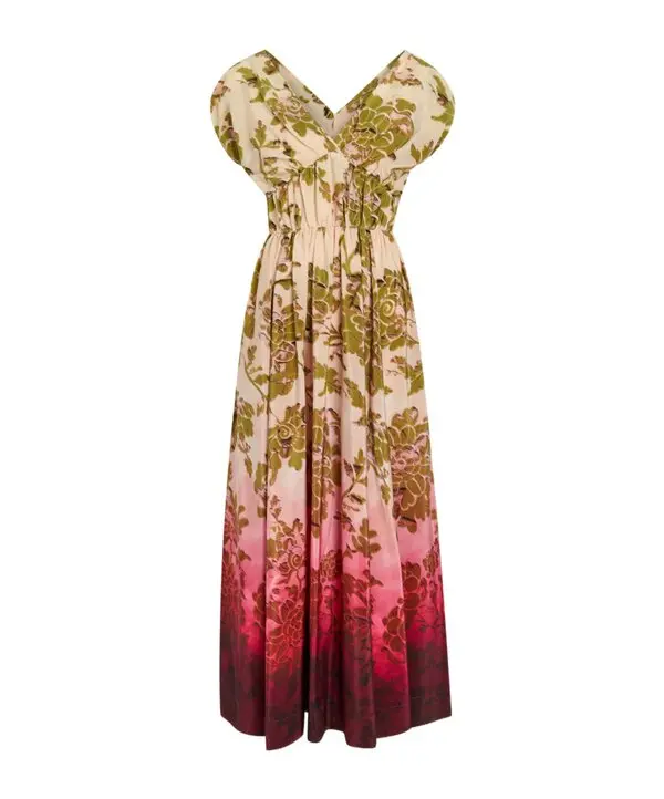 La DoubleJ Printed Silk Midi Dress - Brown