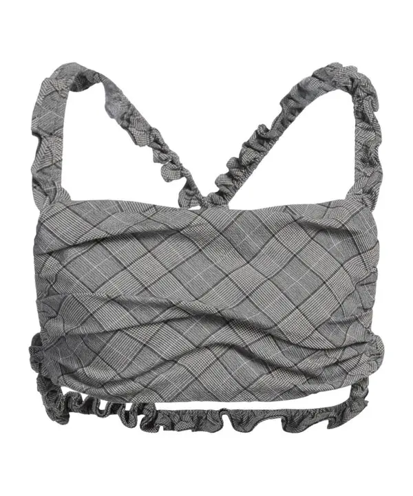 GANNI Wales Check Crop Top - Gray