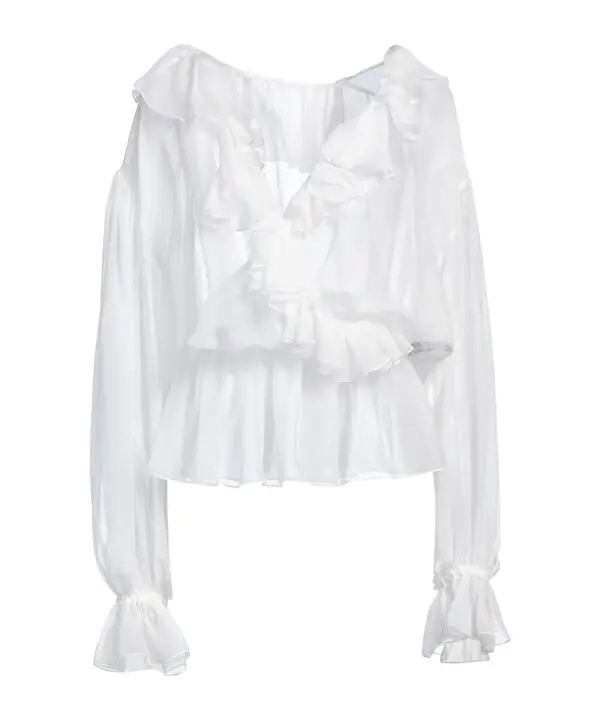 Dolce & Gabbana Chiffon Long Sleeve Ruched Top