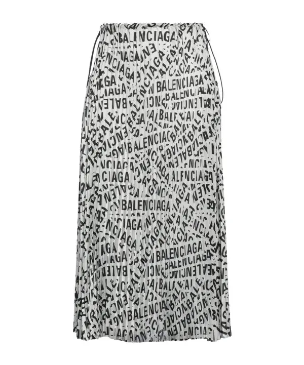 Balenciaga Printed Satin Midi Skirt