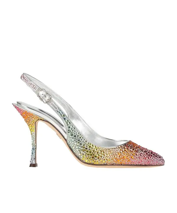 Dolce & Gabbana Embellished Leather Slingback Pumps