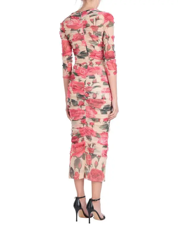 Dolce & Gabbana Floral Tulle Short-sleeve Dress