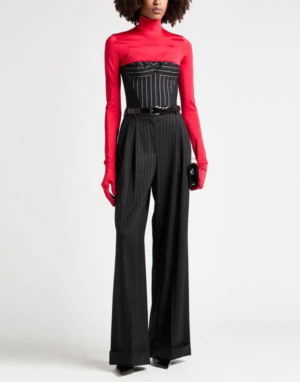 Dolce & Gabbana Long Sleeve Stretch Knit Top With Detachable Applique