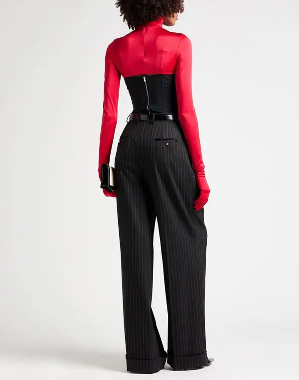 Dolce & Gabbana Long Sleeve Stretch Knit Top With Detachable Applique