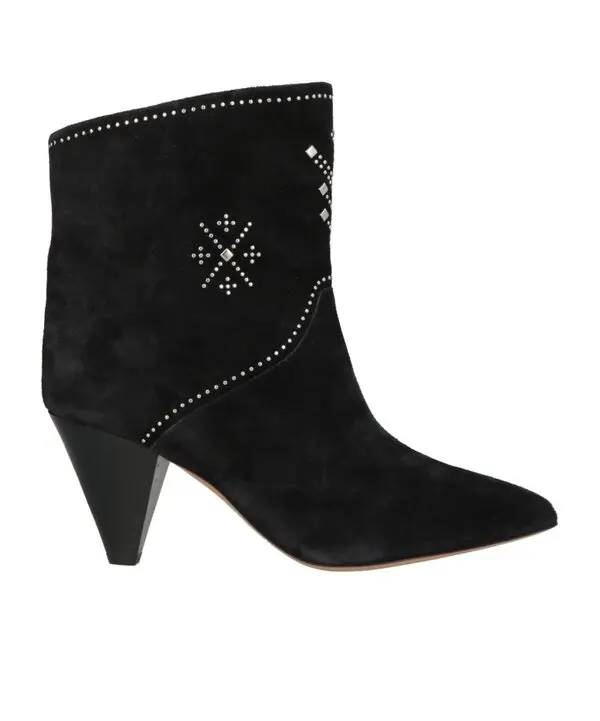 Isabel Marant Étoile Suede Studded Pointed Toe Cone Heel Ankle Boots