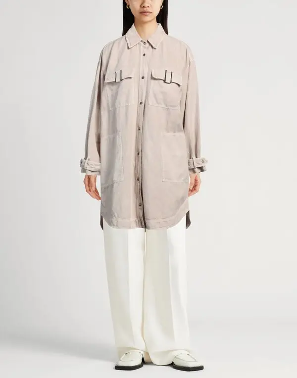 Brunello Cucinelli Long Sleeve Denim Shirt Jacket With Embellishments