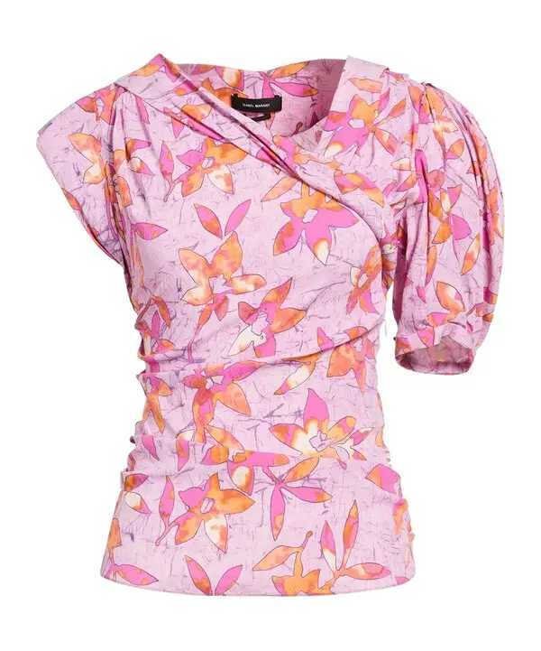 Isabel Marant Étoile Floral-print V-neck Crepe Top - Pink
