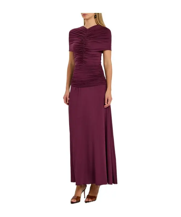 SELF-PORTRAIT Gathered Stretch-jersey Midi Dress