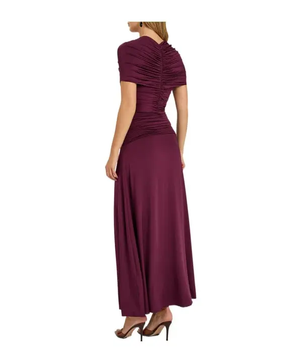 SELF-PORTRAIT Gathered Stretch-jersey Midi Dress