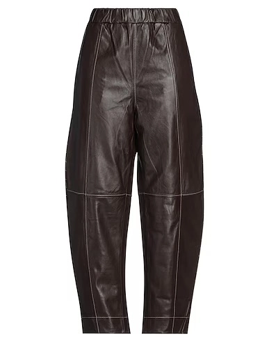 GANNI Solid Color Leather Pants