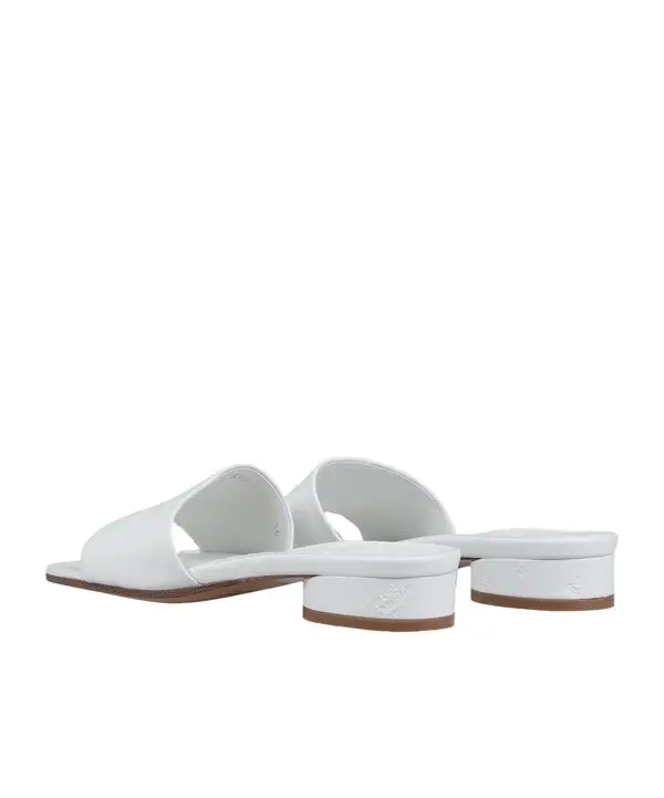 MAISON MARGIELA Minimalist Leather Square Toe Block Heel Slides
