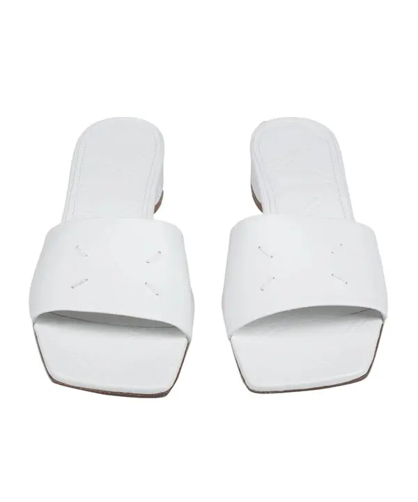 MAISON MARGIELA Minimalist Leather Square Toe Block Heel Slides