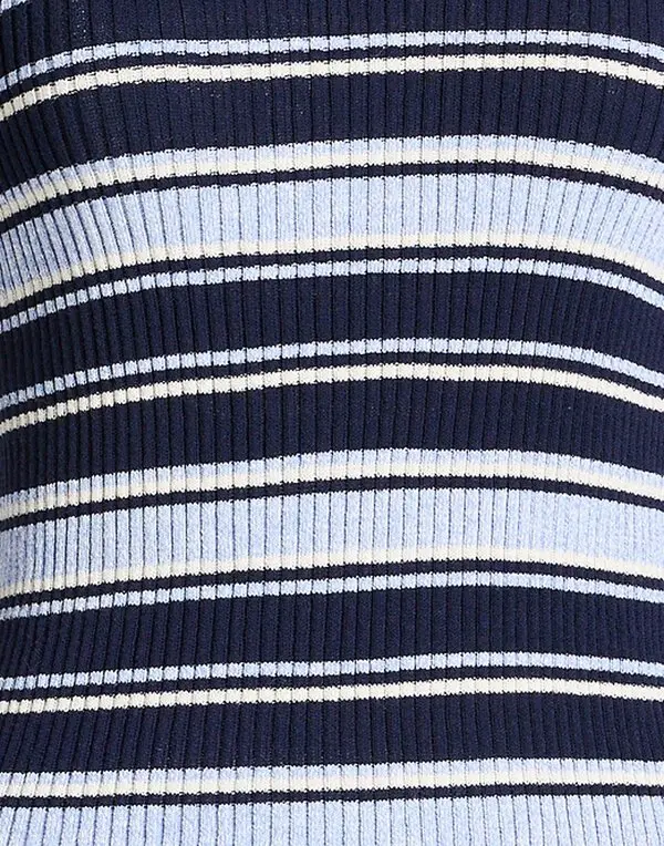 MAXCO. Max&co. Striped Ribbed Knit Long Sleeve Polo