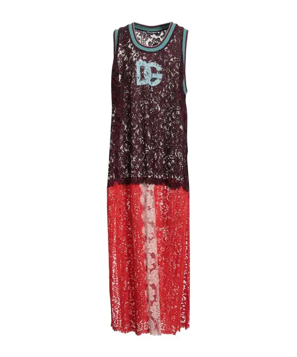 Dolce & Gabbana Colorful Printed Lace Knit Dress