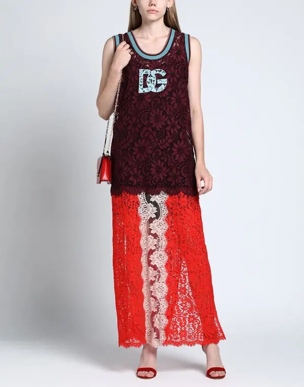 Dolce & Gabbana Colorful Printed Lace Knit Dress