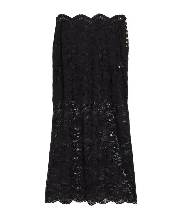 Rabanne Stretch Lace Midi Dress With Scalloped Trims