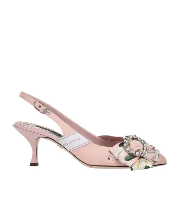 Dolce & Gabbana Floral Print High Heels With Crystal Embellishment