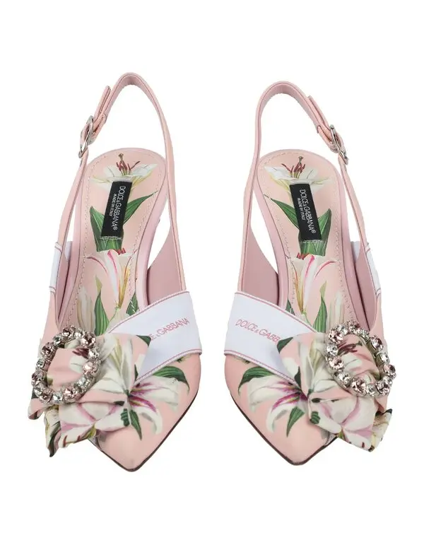 Dolce & Gabbana Floral Print High Heels With Crystal Embellishment