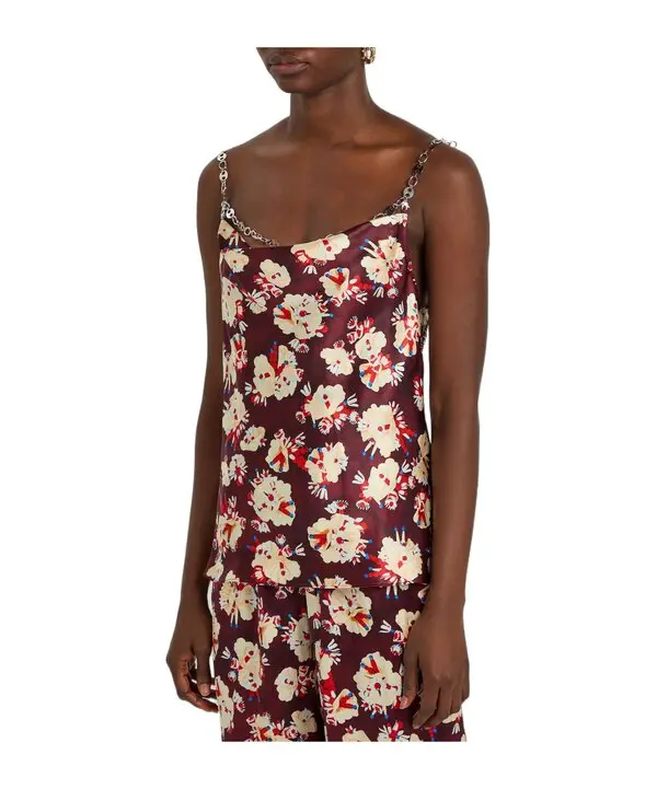 Rabanne Floral-print Silk Blouse With Metal Detail