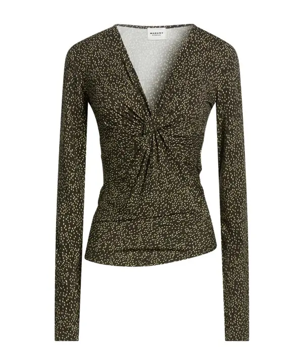 Isabel Marant Étoile Long Sleeve V-neck Top With Knot Detail - Black