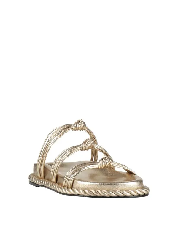 Farm Rio Gold Leather Knot Detail Sandals
