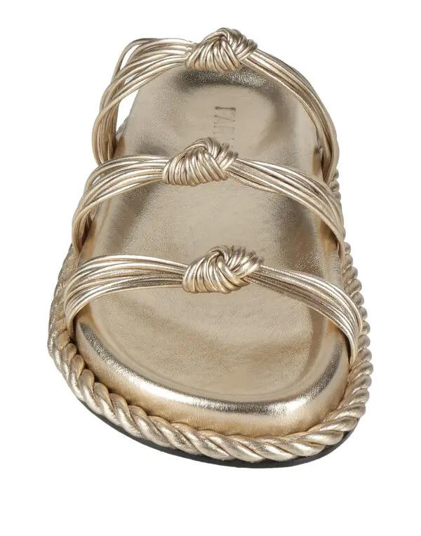 Farm Rio Gold Leather Knot Detail Sandals
