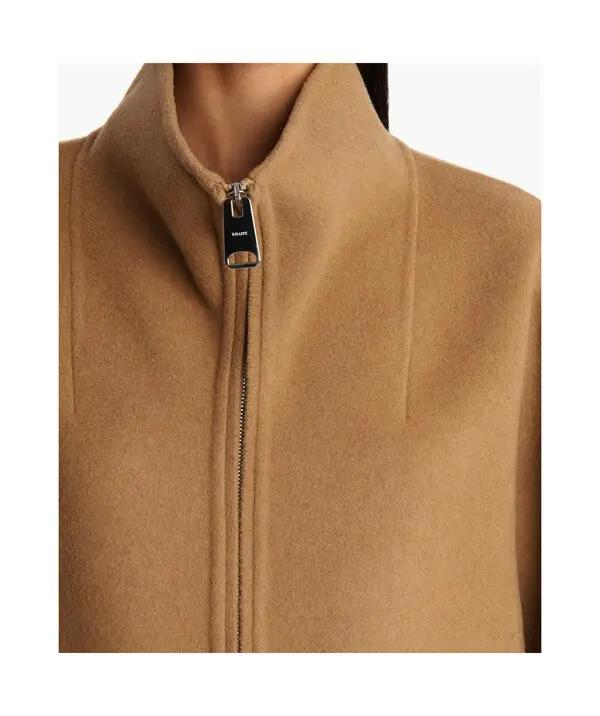 Khaite Garret High Neck Zipped Jacket - Camel