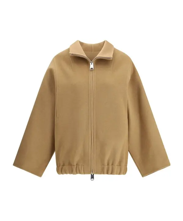 Khaite Garret High Neck Zipped Jacket - Camel