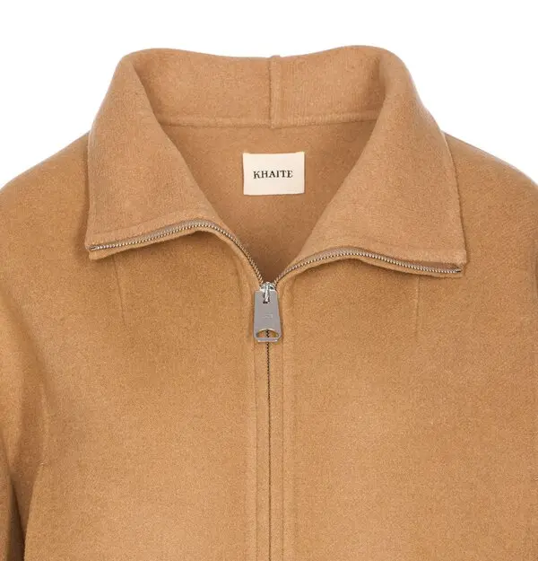 Khaite Garret High Neck Zipped Jacket - Camel