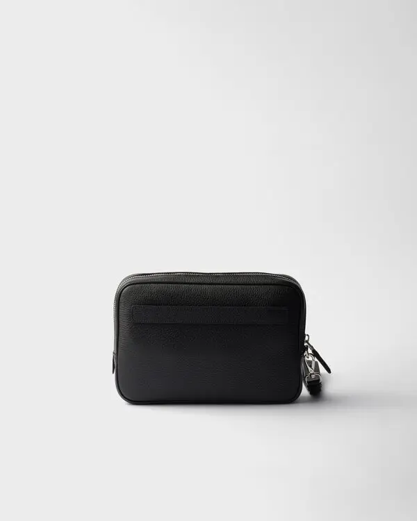 Prada Leather Triangle Logo Clutch