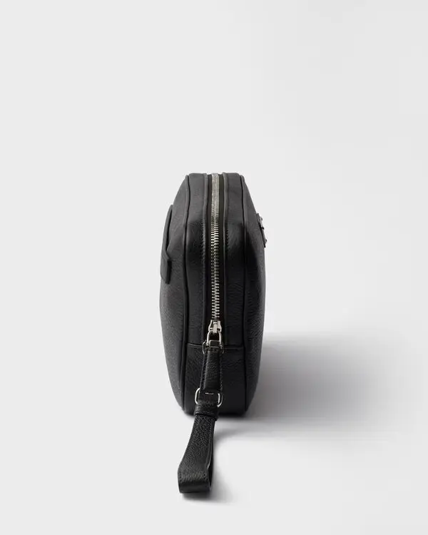 Prada Leather Triangle Logo Clutch