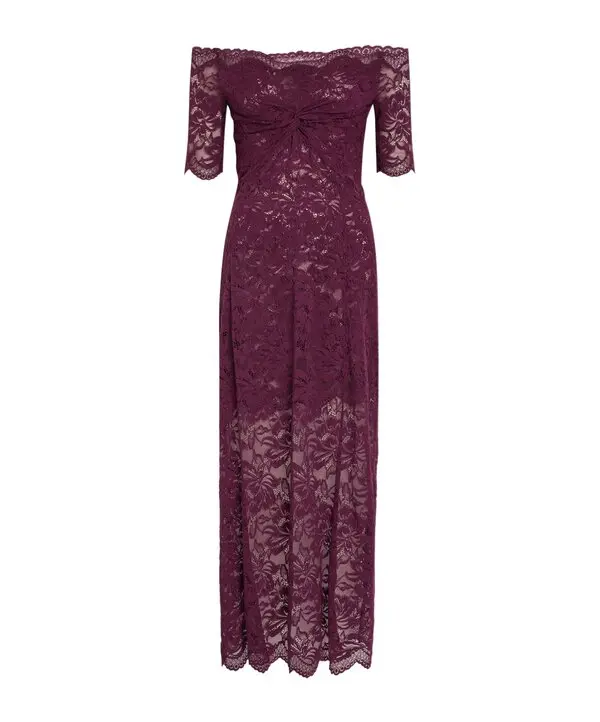 Rabanne Floral Lace Off-the-shoulder Maxi Dress - Red