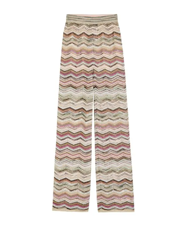 Missoni Chevron Wide-leg Metallic-knit Trousers
